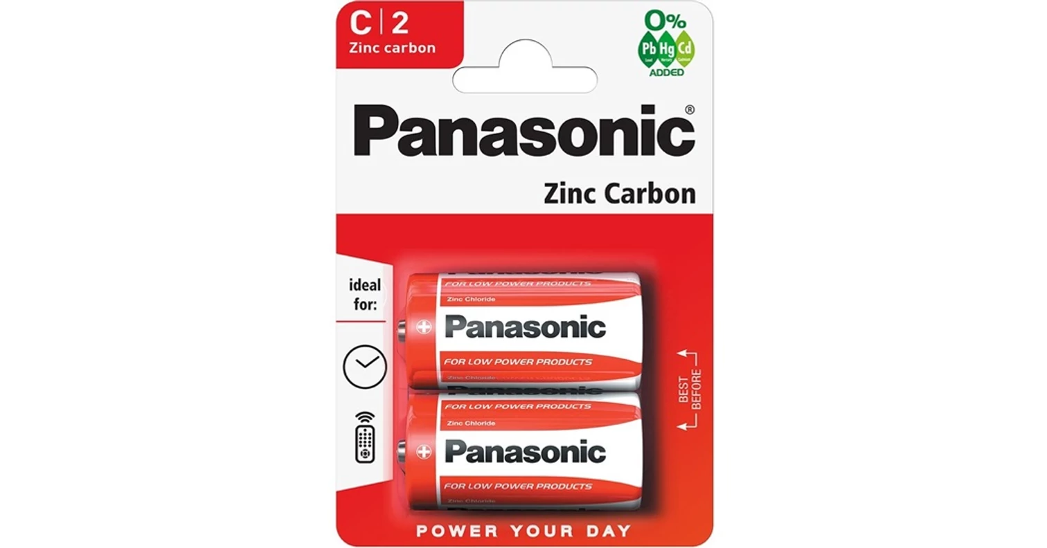 Panasonic C-R14 Zinc Carbon C Baby elem 1,5V, 2 db/bliszter - A Technoroll Shopban